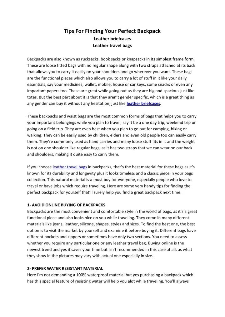 PPT - Tips For Finding Your Perfect Backpack (AutoRecovered) PowerPoint ...