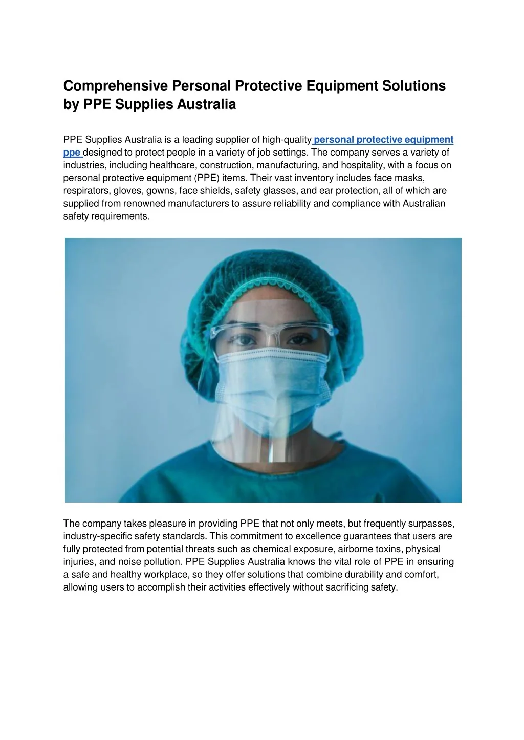 PPT - Comprehensive Personal Protective Equipment Solutions by PPE ...