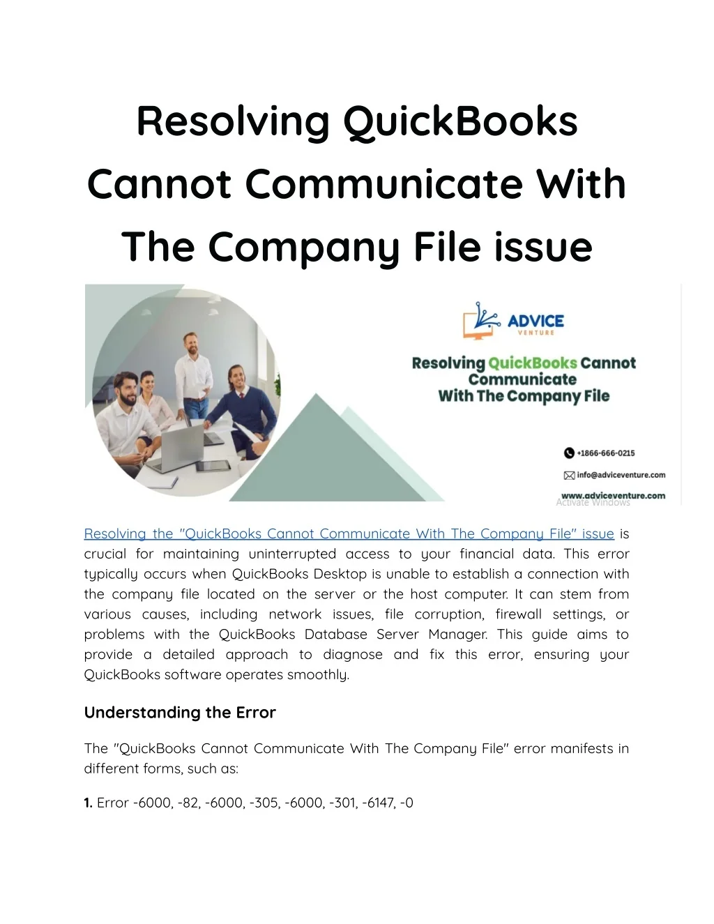 PPT - Resolving QuickBooks Cannot Communicate With The Company File ...