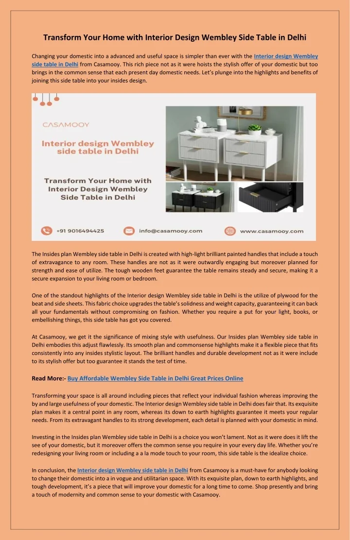 PPT - Top Interior Design Wembley Side Table in Delhi Shop Now ...
