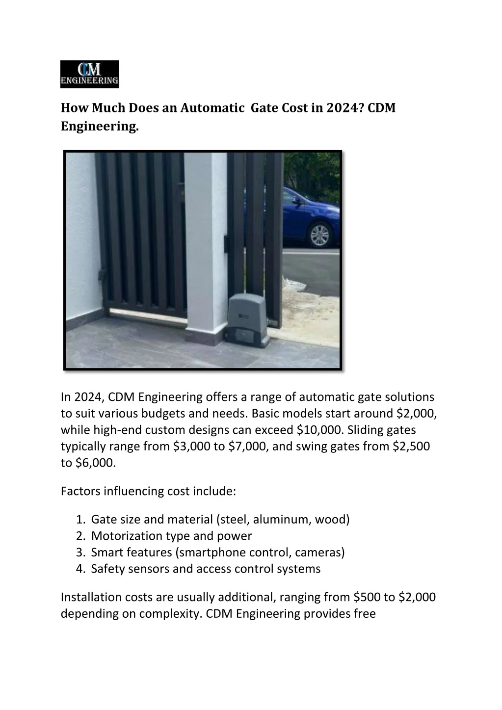 PPT - How Much Does an Automatic Gate Cost in 2024? PowerPoint ...