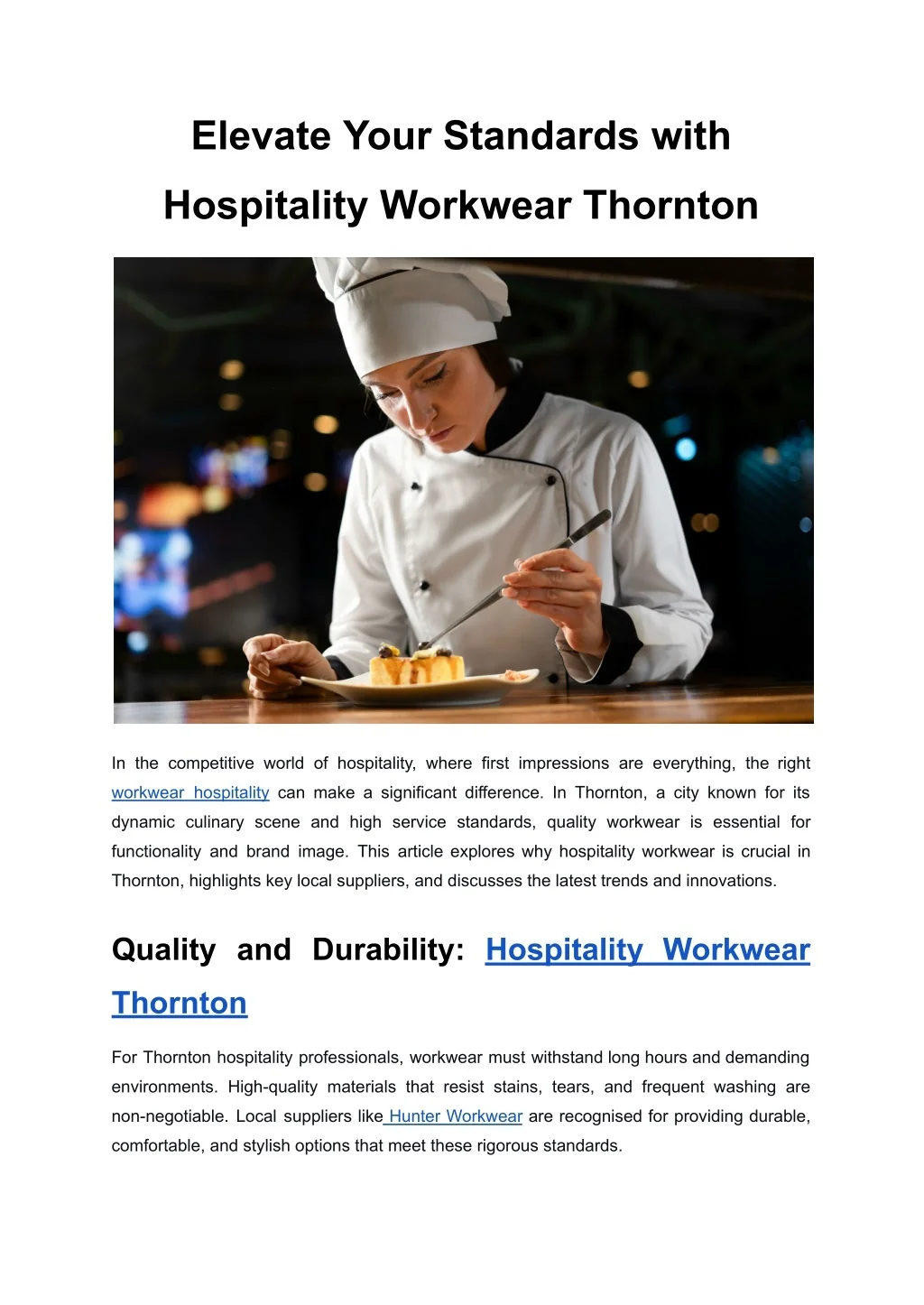 PPT - Elevate Your Hospitality Standards with Workwear in Thornton ...