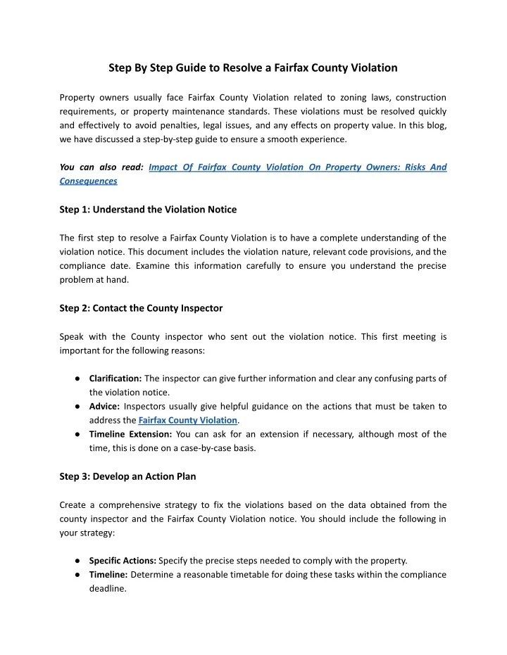 PPT - Step By Step Guide to Resolve a Fairfax County Violation ...