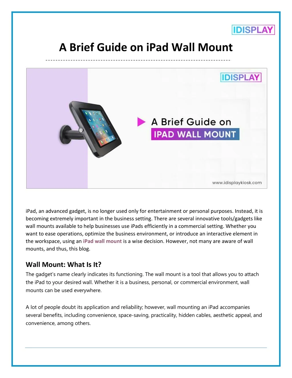 PPT - A Brief Guide on iPad Wall Mount PowerPoint Presentation, free ...