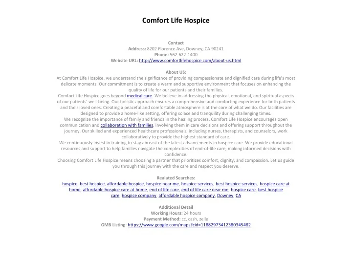 PPT - Comfort Life Hospice PowerPoint Presentation, free download - ID ...