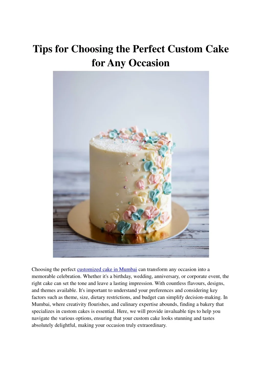 PPT - Tips for Choosing the Perfect Custom Cake for Any Occasion ...