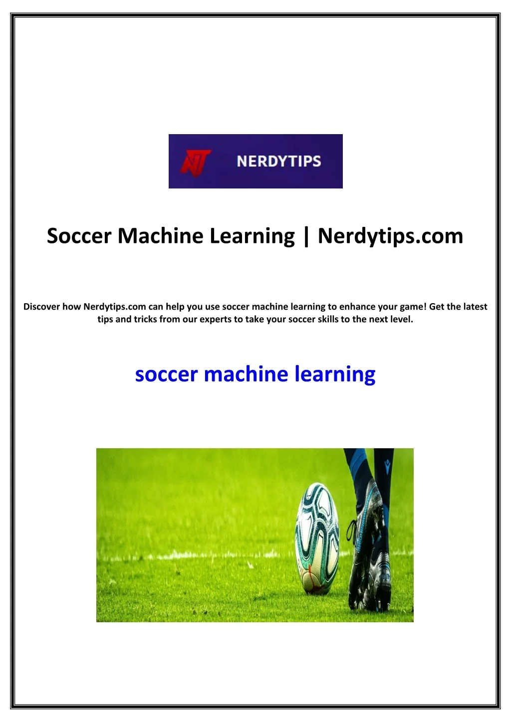 PPT - Soccer Machine Learning | Nerdytips.com PowerPoint Presentation, free download - ID:13348861
