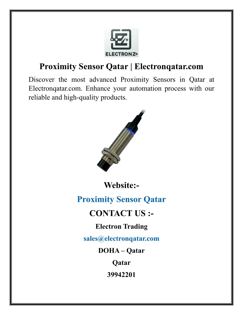 PPT - Proximity Sensor Qatar Electronqatar PowerPoint Presentation ...