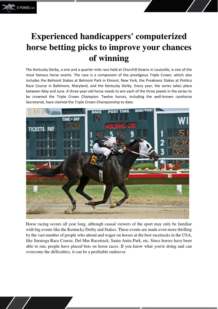PPT - Experienced handicappers' computerized horse betting picks to ...