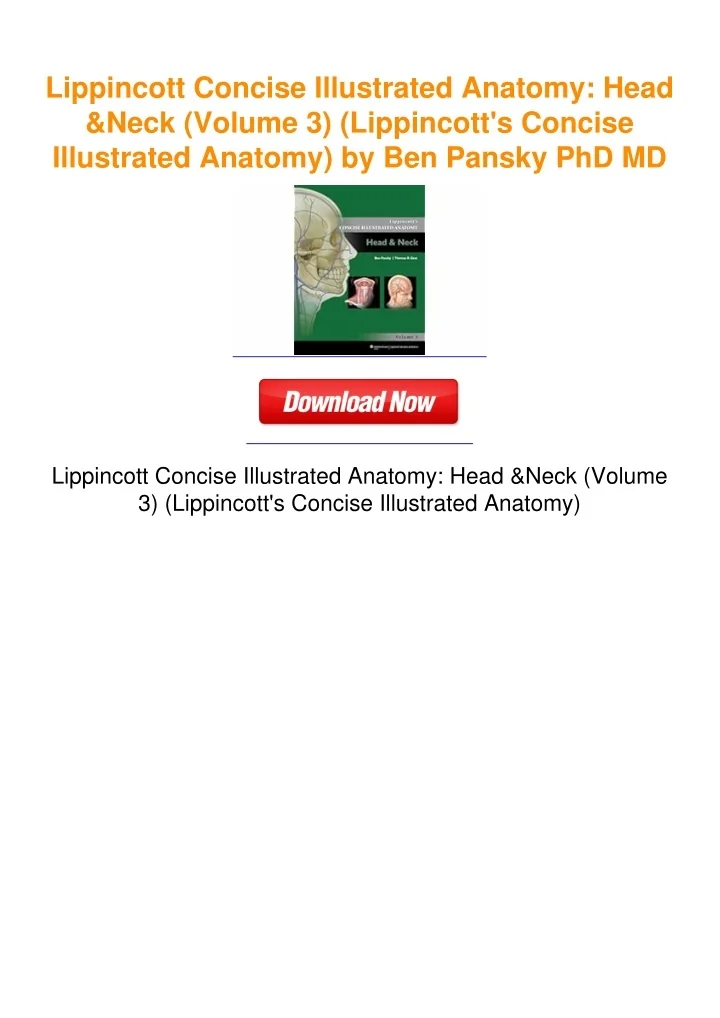 PPT - Lippincott Concise Illustrated Anatomy: Head & Neck (Volume 3 ...