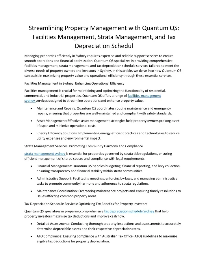 PPT - Streamlining Property Management with Quantum QS - Facilities ...