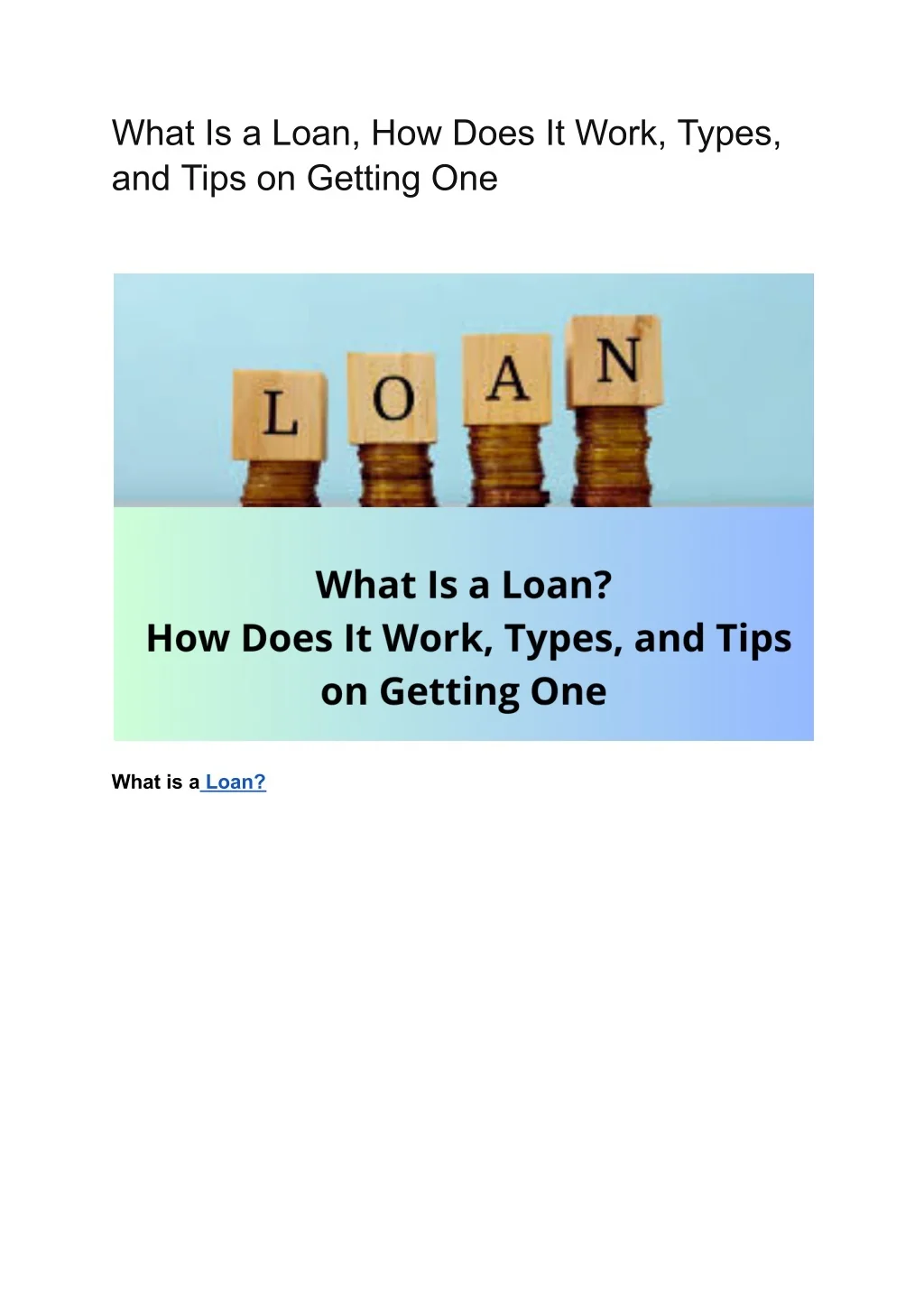 PPT - What Is a Loan, How Does It Work, Types, and Tips on Getting One ...