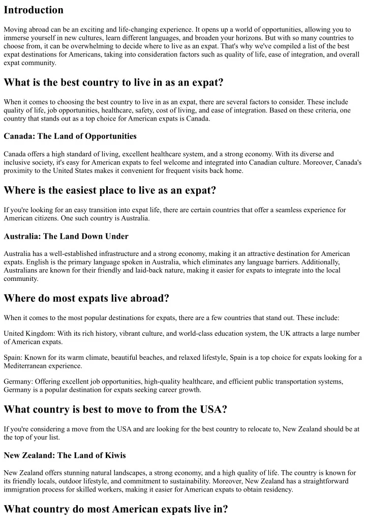PPT - The Best Expat Destinations for Americans: Where to Live Abroad ...