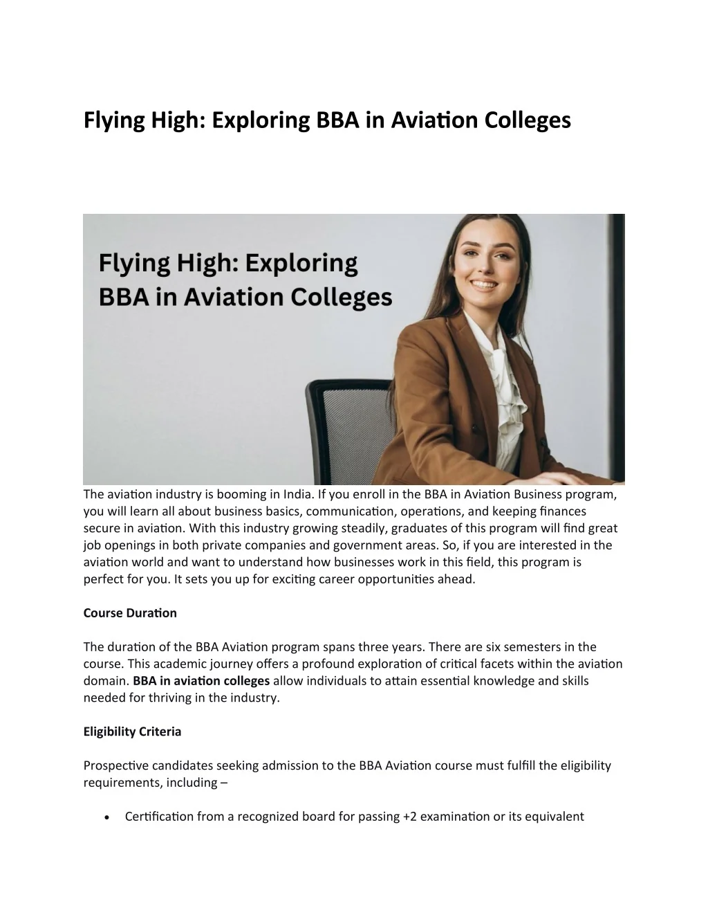 PPT - Flying High Exploring BBA in Aviation Colleges PowerPoint ...