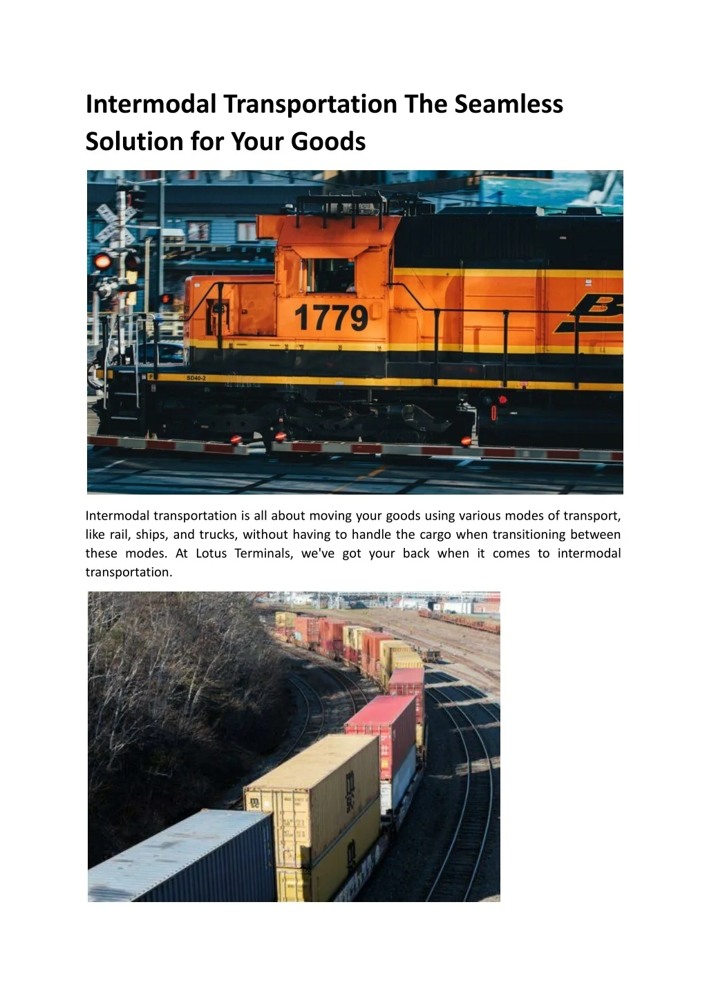 PPT - Intermodal Transportation The Seamless Solution for Your Goods PowerPoint Presentation ...