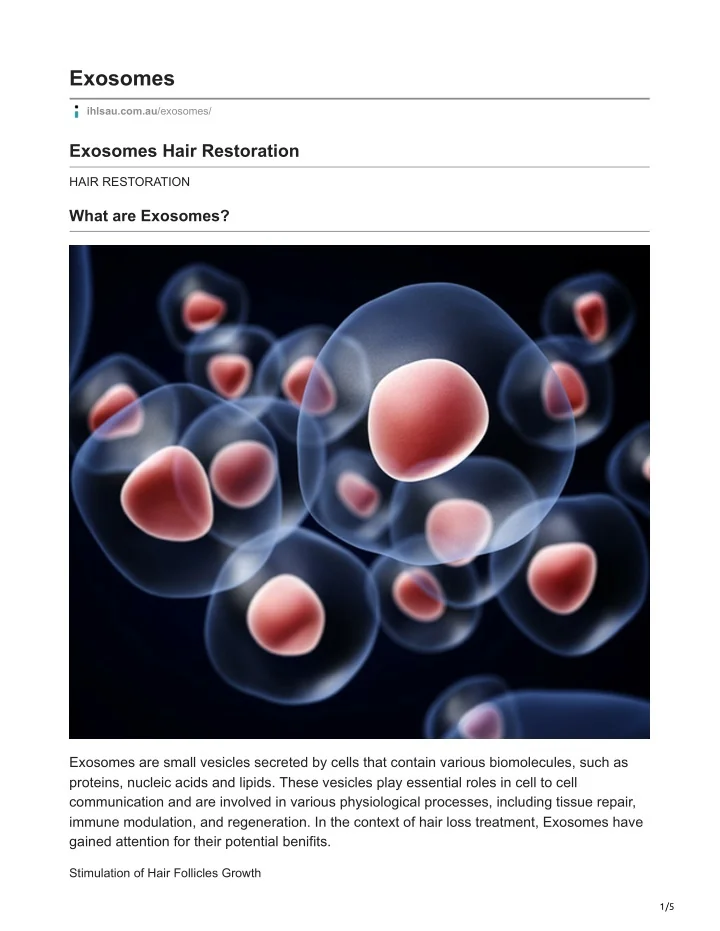 PPT - State-of-the-Art Hair Restoration Using Exosomes in Perth ...