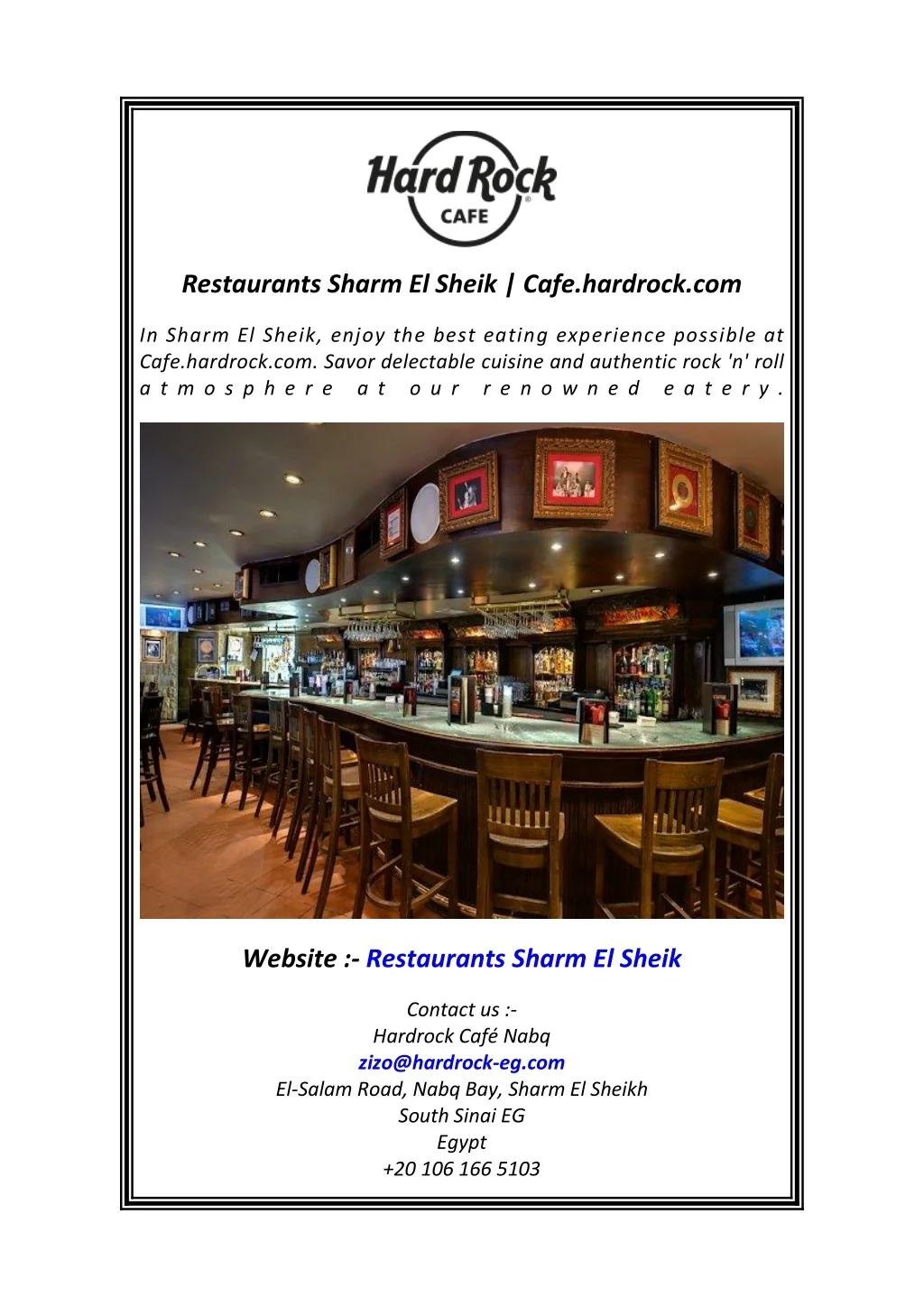 PPT - Restaurants Sharm El Sheik Cafe hardrock.com PowerPoint ...