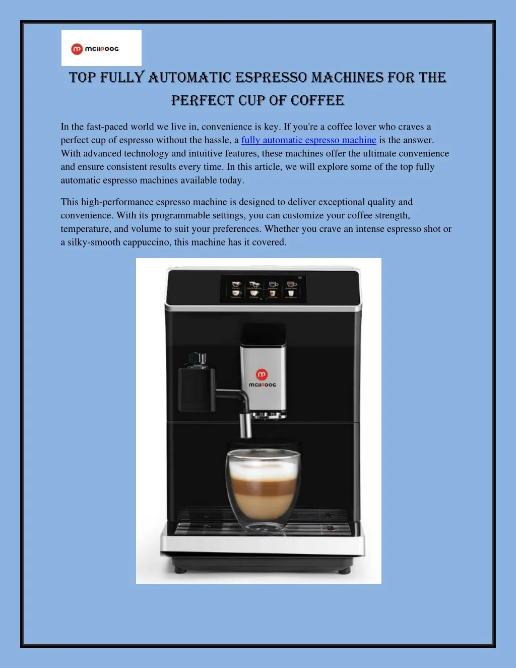 PPT - Top Fully Automatic Espresso Machines for the Perfect Cup of Coffee PowerPoint ...