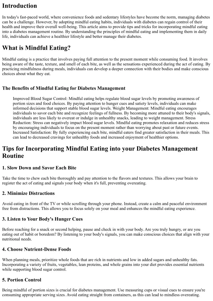 PPT - Mindful Eating for Diabetes Management: Tips and Tricks for a ...