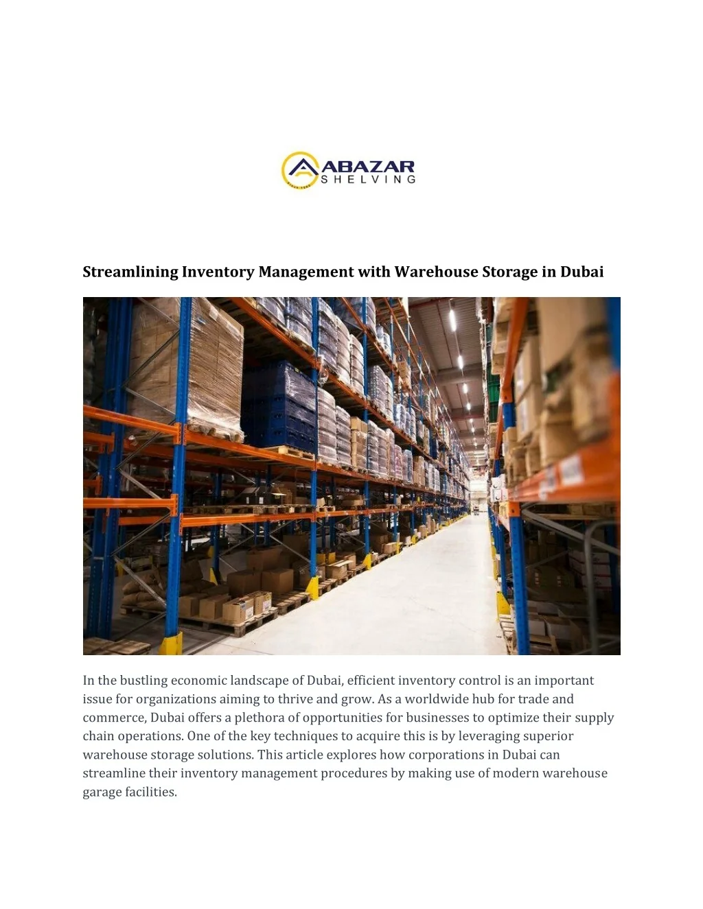 PPT - Streamlining Inventory Management with Warehouse Storage in Dubai PowerPoint Presentation ...