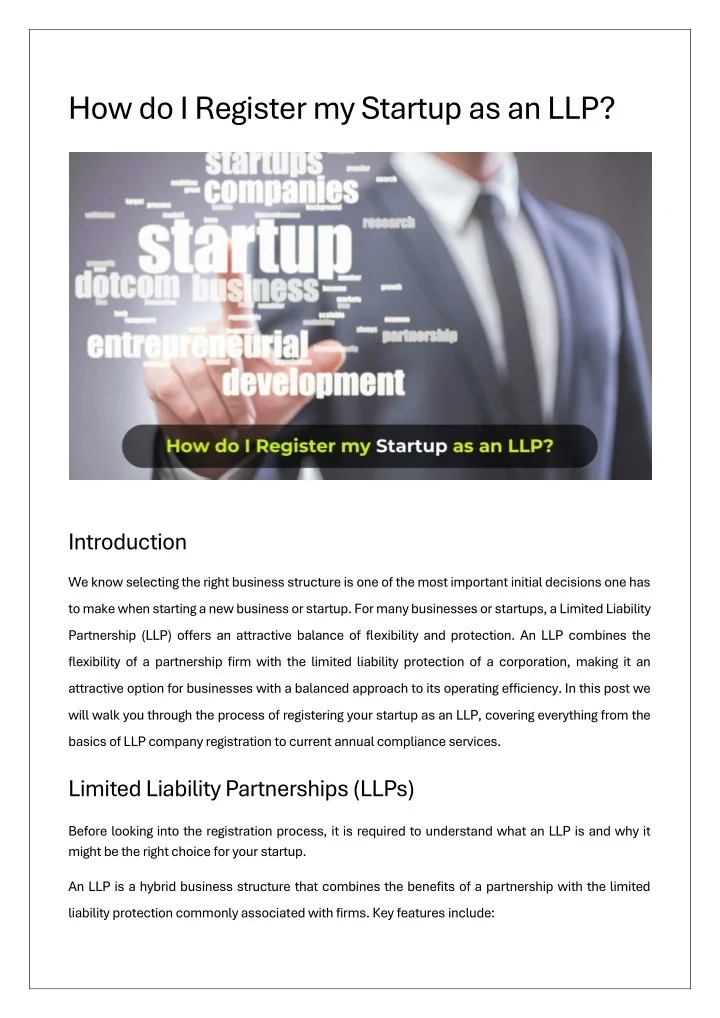 PPT - How do I Register my Startup as an LLP? PowerPoint Presentation ...