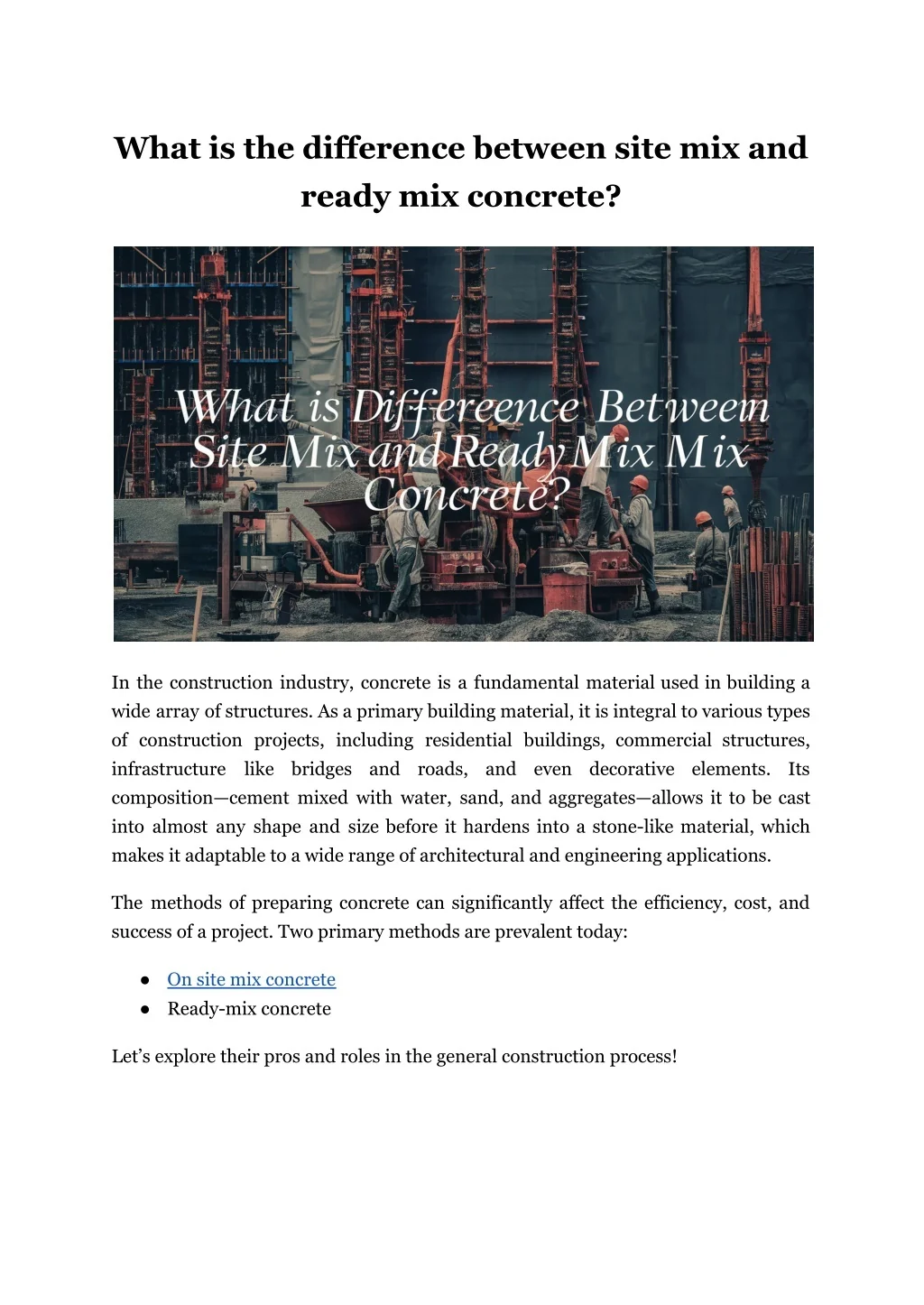 PPT - What is the difference between site mix and ready mix concrete ...