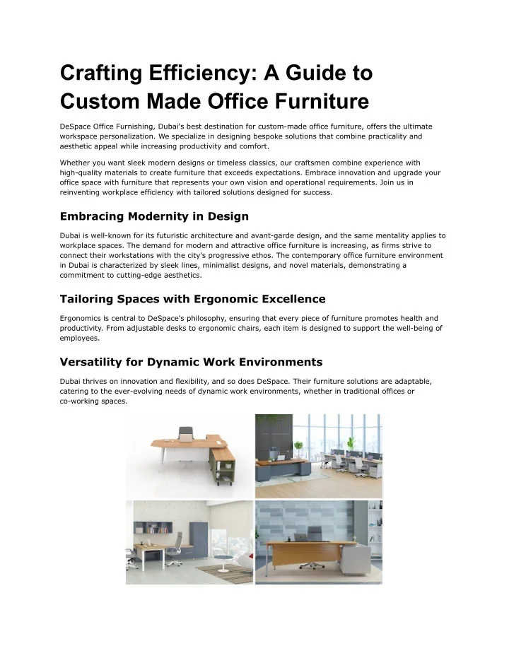 PPT - Crafting Efficiency_ A Guide to Custom Made Office Furniture ...