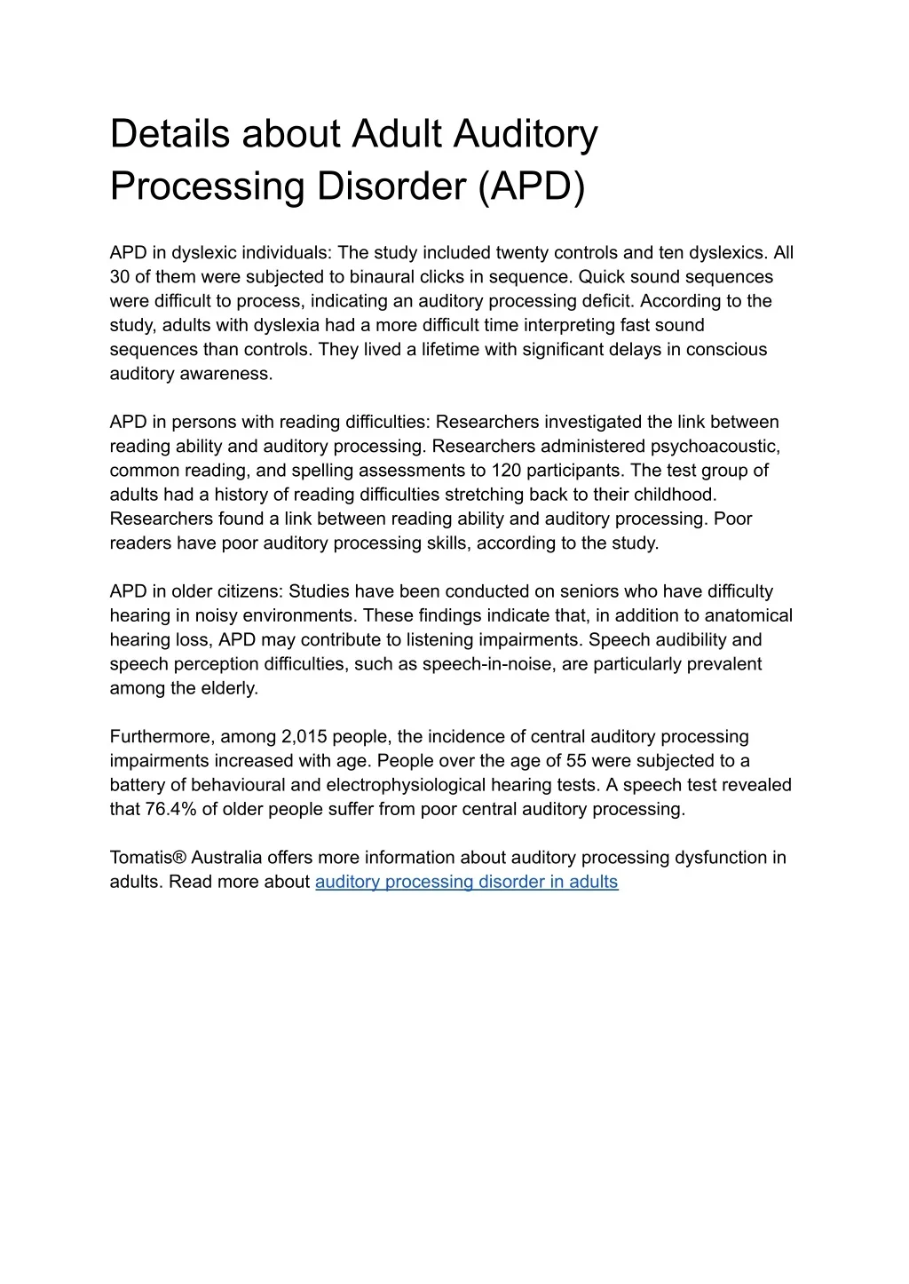 PPT - Details about Adult Auditory Processing Disorder (APD) PowerPoint ...
