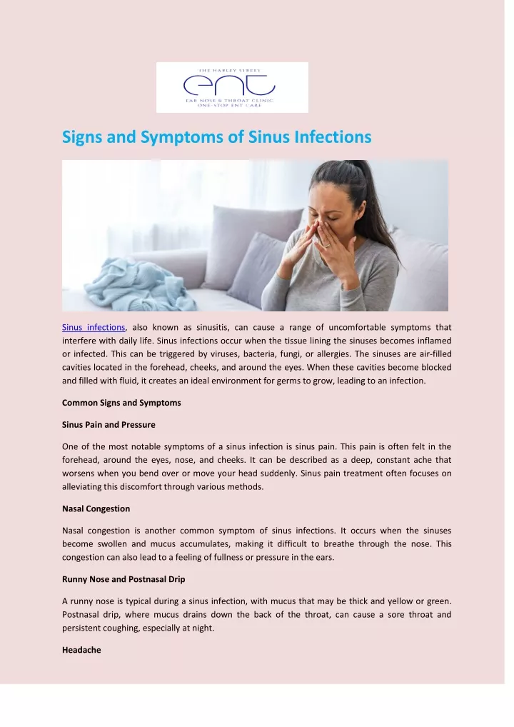 Ppt Signs And Symptoms Of Sinus Infections Harley Street Ent Clinic
