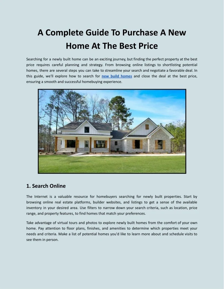 PPT - A Complete Guide To Purchase A New Home At The Best price ...
