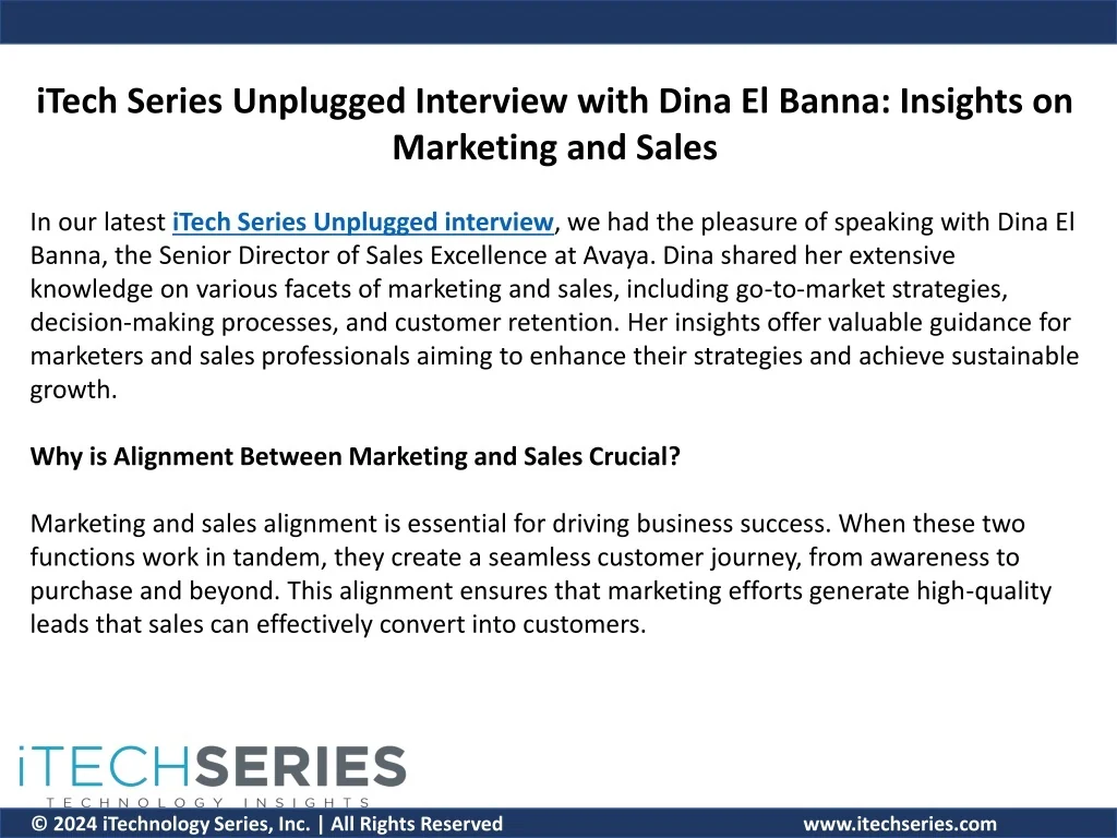 PPT - iTech Series Unplugged Interview with Dina El Banna PowerPoint Presentation - ID:13366087