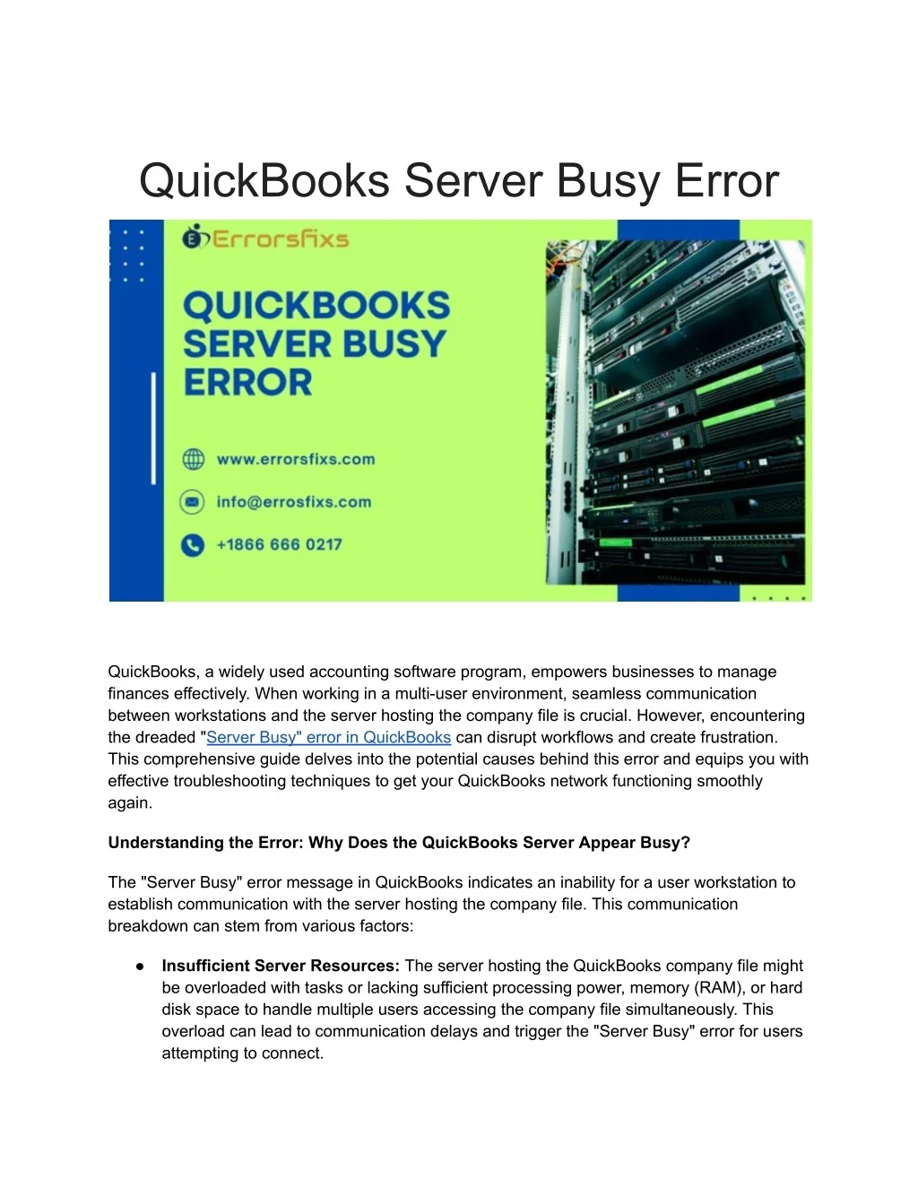PPT - QuickBooks Server Busy Error PowerPoint Presentation, free ...
