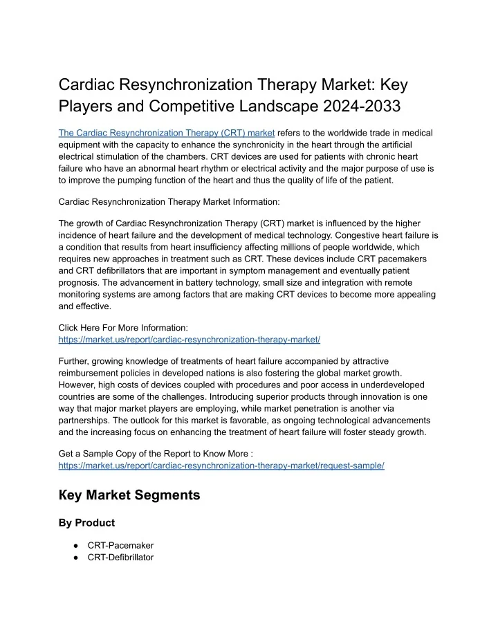 PPT - Cardiac Resynchronization Therapy Market: Detailed Market ...