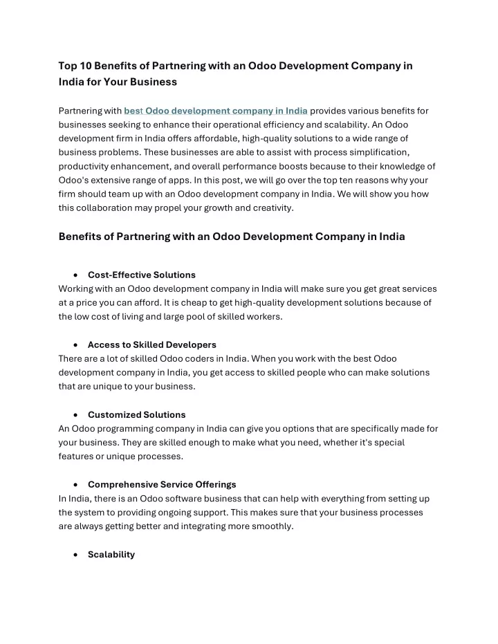 PPT - Top 10 Benefits of Partnering with an Odoo Development Company ... PPT - Top 10 Benefits of Partnering with an Odoo Development Company ...