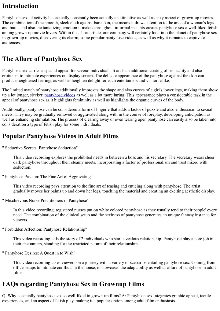 Ppt Revealing The Hot Glamor Of Pantyhose Sex In Grownup Motion Pictures Powerpoint