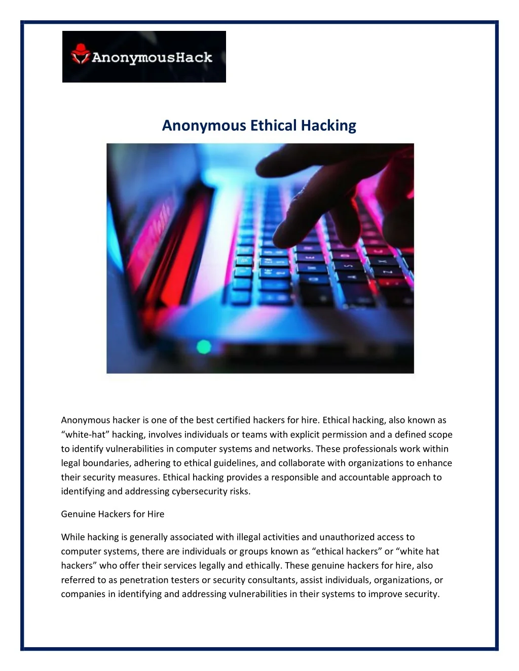 PPT - Anonymous Ethical Hacking PowerPoint Presentation, free download ...