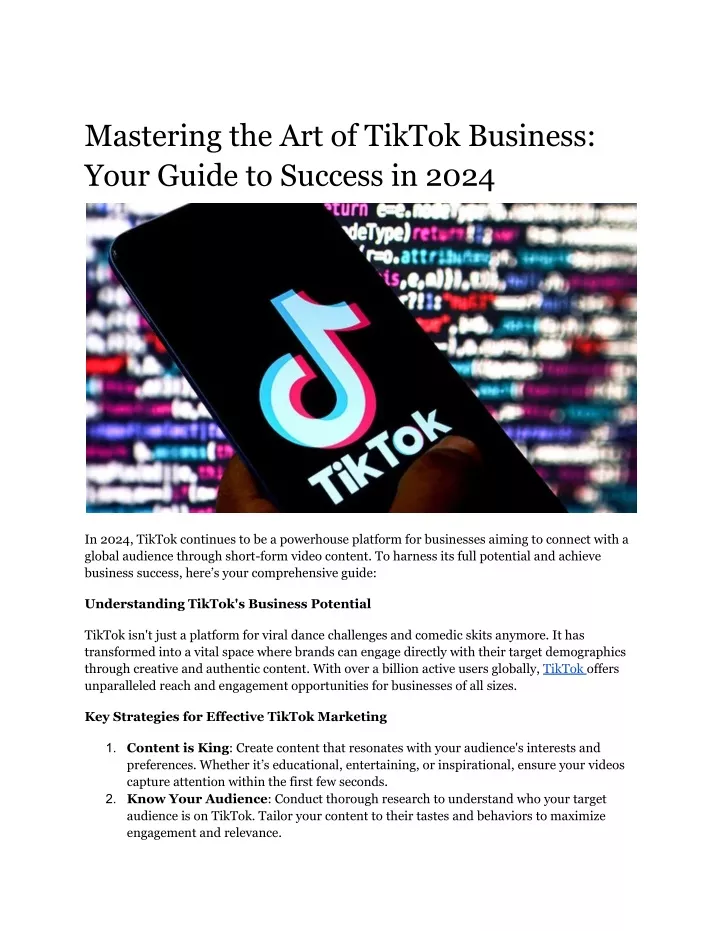 Ppt Mastering The Art Of Tiktok Business Your Guide To Success In