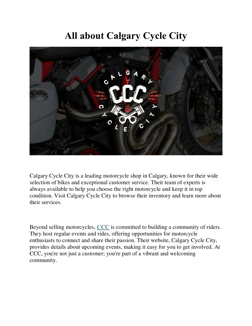 PPT - All about Calgary Cycle City PowerPoint Presentation, free ...