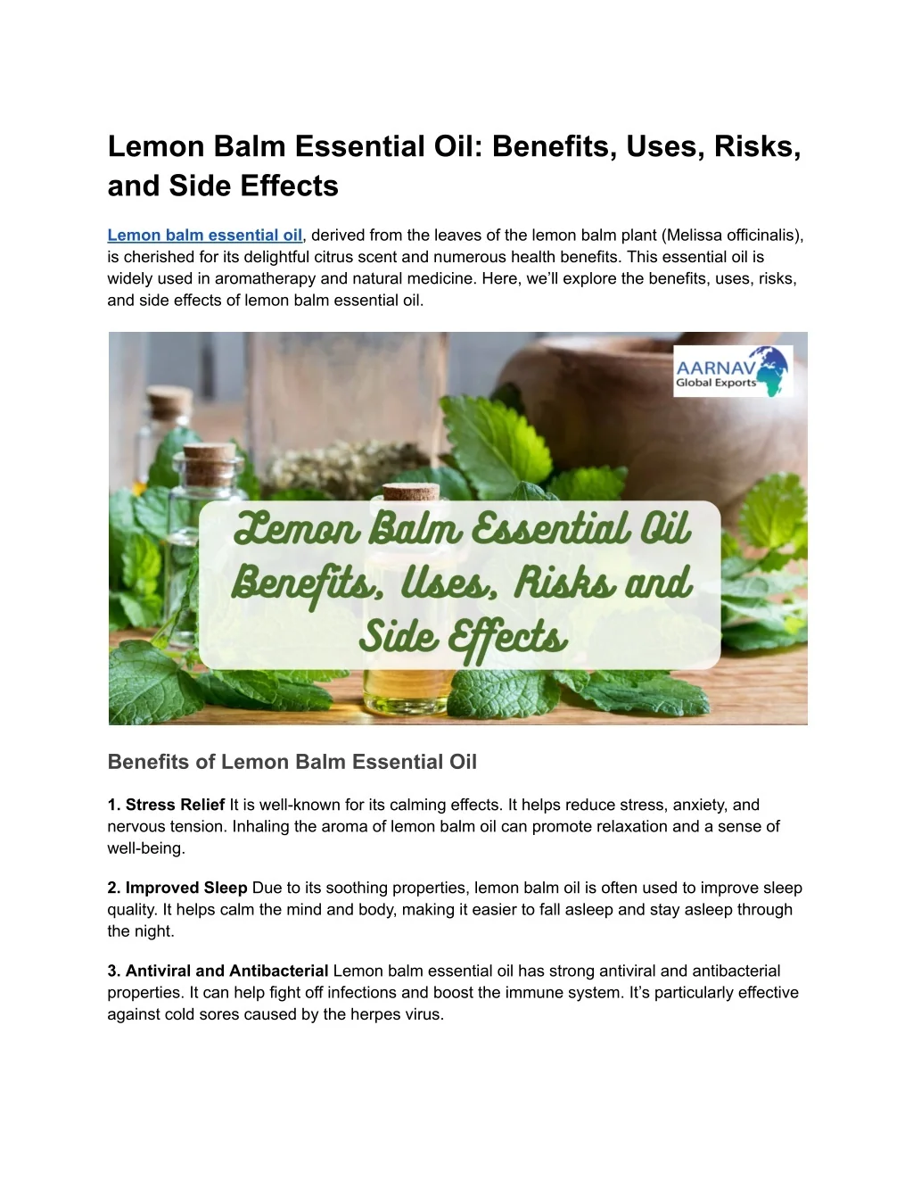 PPT - Lemon Balm Essential Oil Benefits, Uses, Risks and Side Effects ...