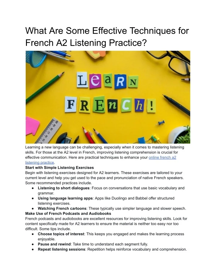 PPT - What Are Some Effective Techniques for French A2 Listening ...