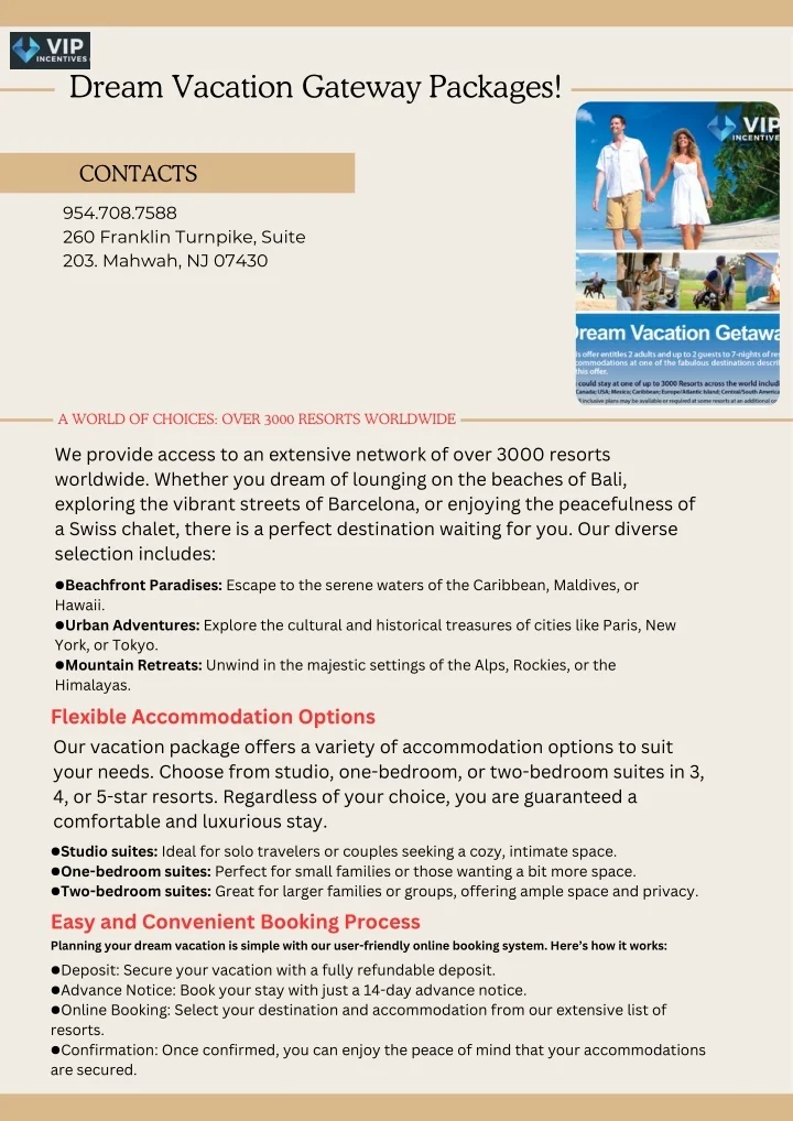 PPT - VIP Incentives LLC's Ultimate Dream Vacation Gateway Packages ...