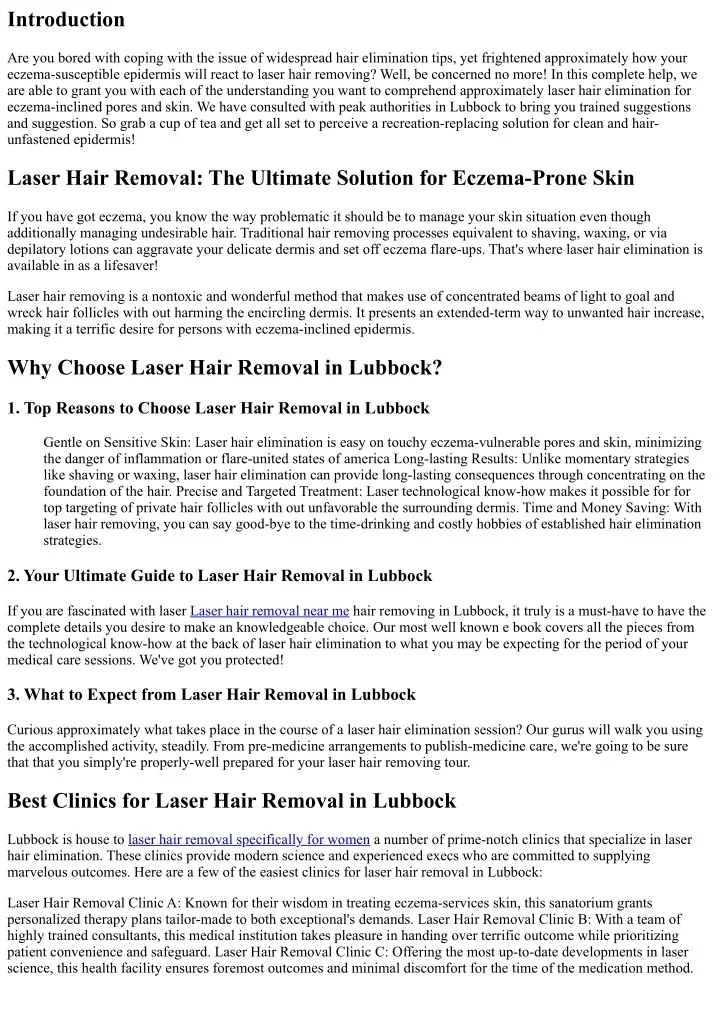 PPT - Laser Hair Removal for Eczema-Prone Skin: Tips from Lubbock ...