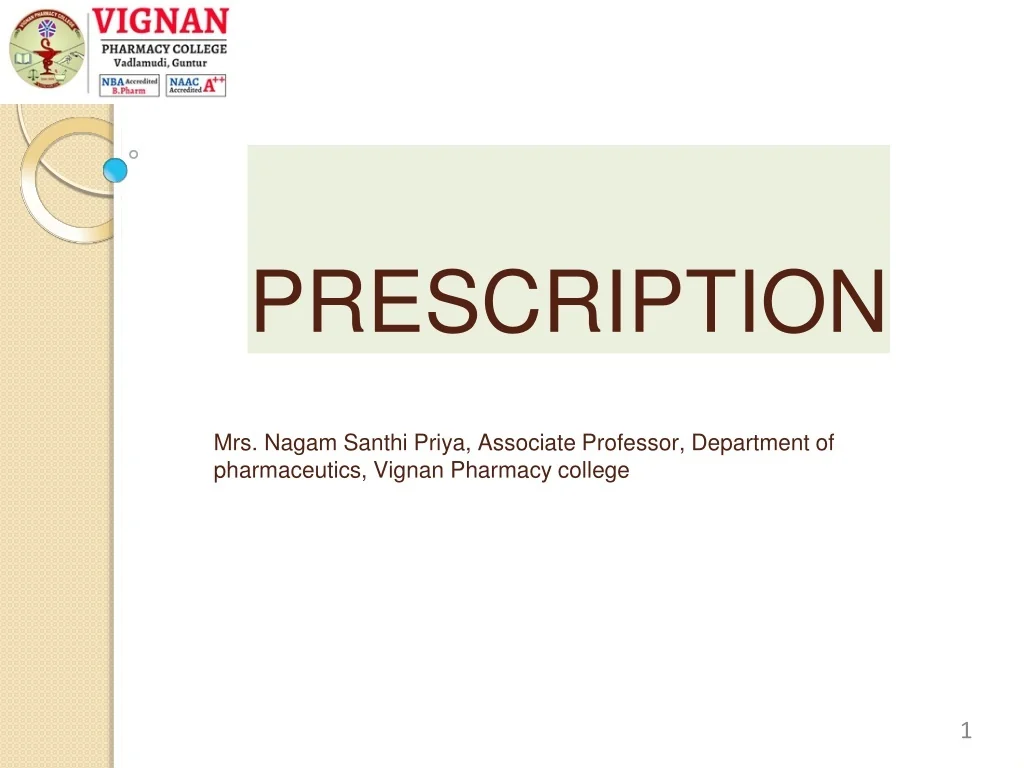 PPT - unit1 prescription PowerPoint Presentation, free download - ID ...