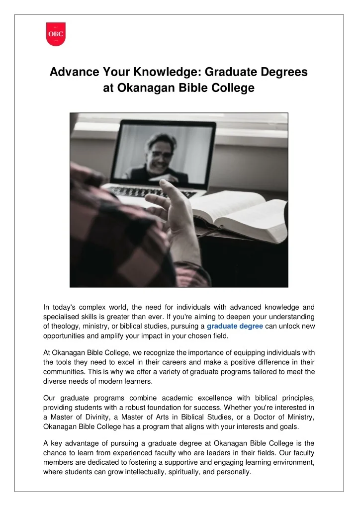 PPT - Advance Your Knowledge_ Graduate Degrees at Okanagan Bible ...