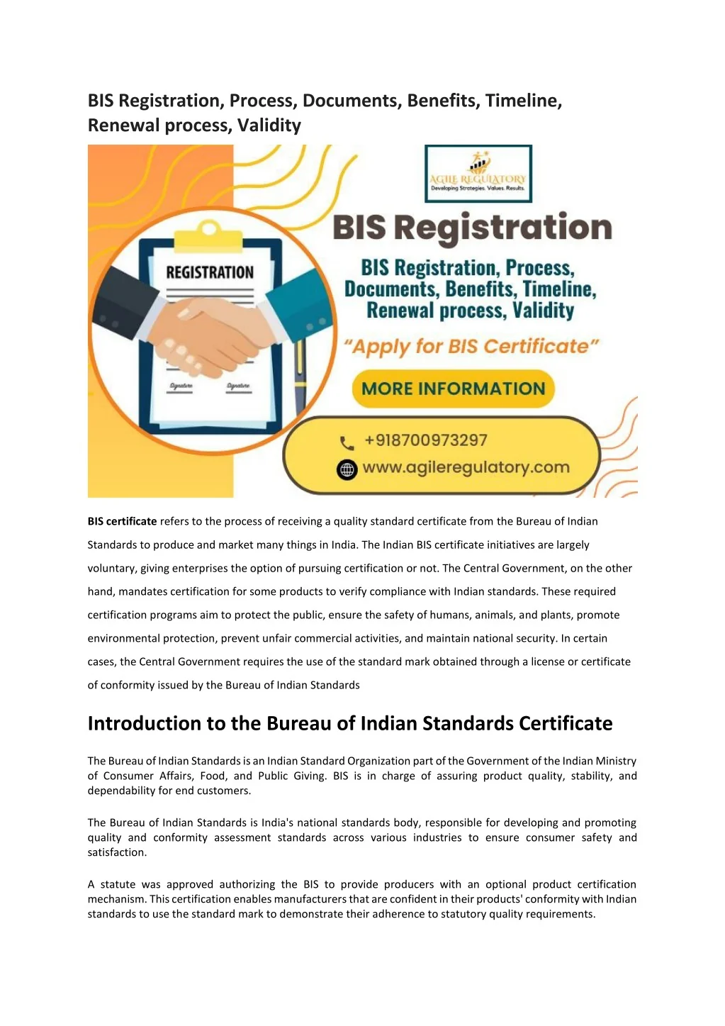 PPT - BIS Registration, Process, Documents, Benefits, Timeline, Renewal ...