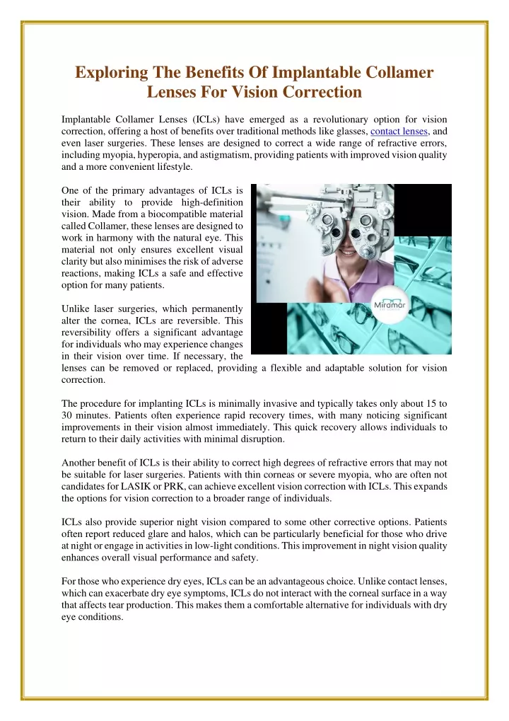 PPT - Exploring The Benefits Of Implantable Collamer Lenses For Vision ... PPT - Exploring The Benefits Of Implantable Collamer Lenses For Vision ...