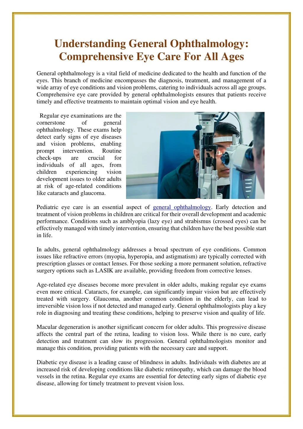 PPT - Understanding General Ophthalmology - Comprehensive Eye Care For ...