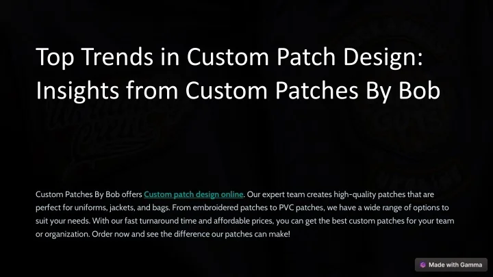 PPT - Top Trends in Custom Patch Design Insights from Custom Patches By ...