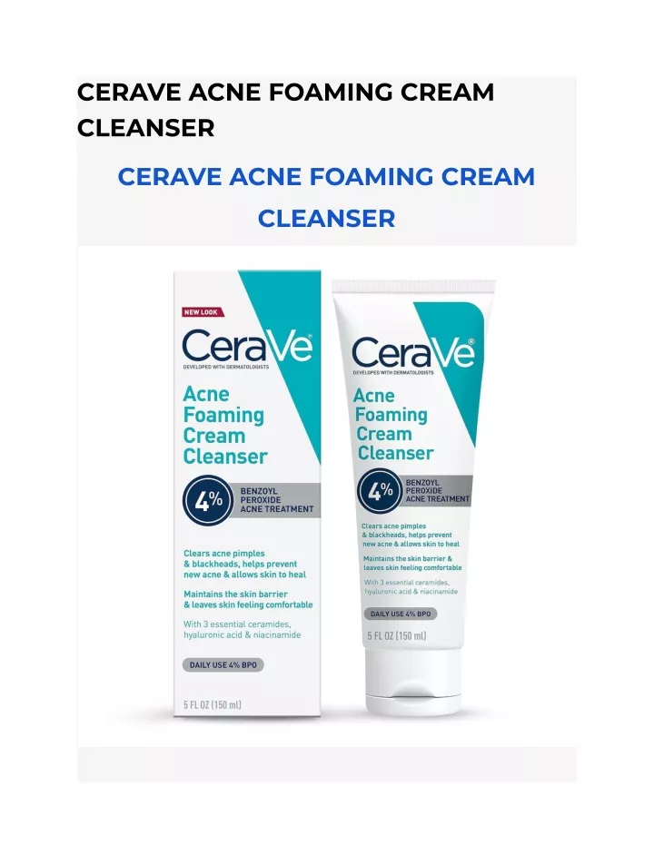 Ppt Cerave Acne Foaming Cream Cleanser Powerpoint Presentation Free