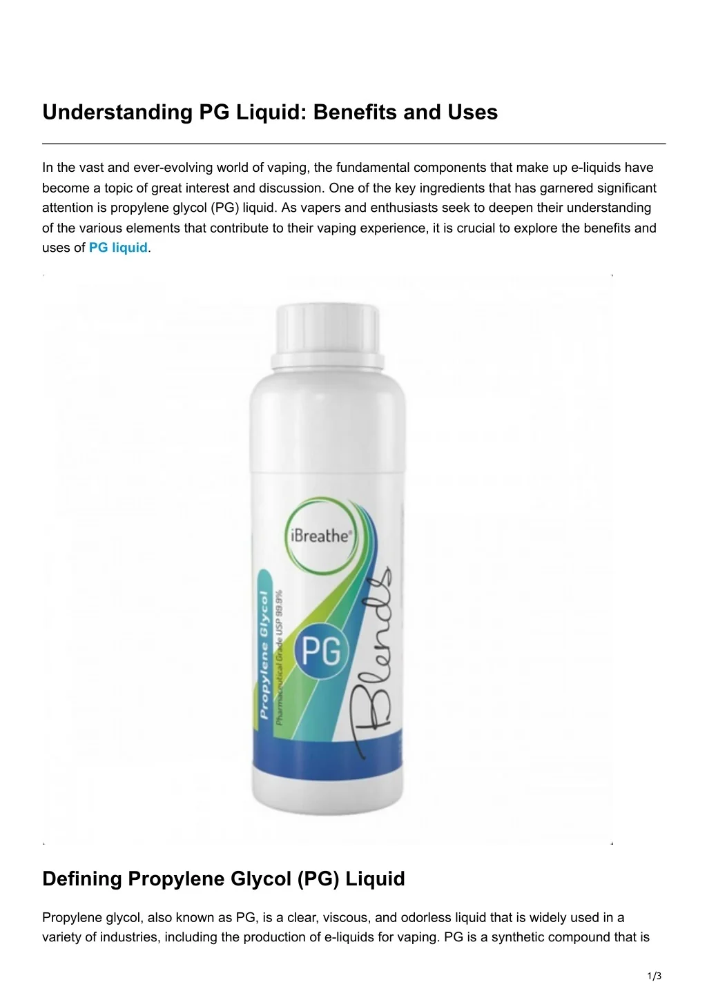 PPT - Understanding PG Liquid Benefits and Uses PowerPoint Presentation ...